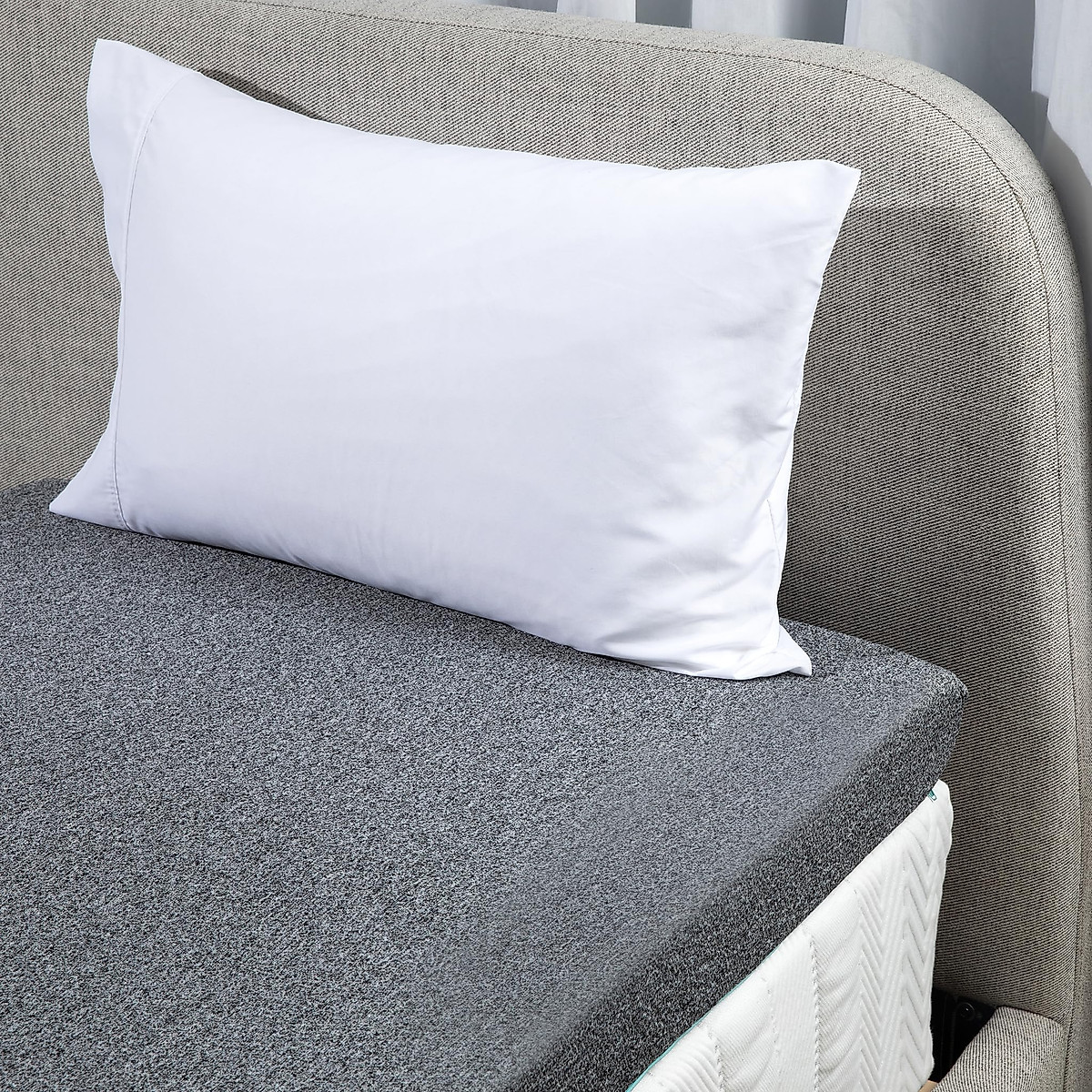 SweeMate 4 Inch Memory Foam Mattress Topper - Body Cooling - Breathable - Removable Cover - CertiPUR-US Certified - Twin/Full/Queen (Twin), Gray