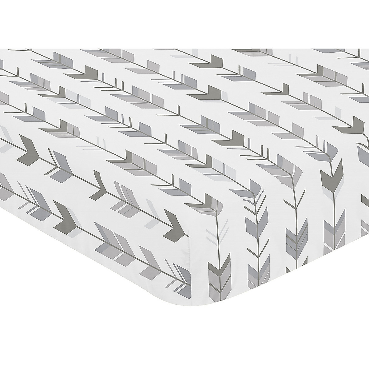 Grey and White Arrow Baby or Toddler Fitted Crib Sheet for Woodland Arrow Collection by Sweet Jojo Designs