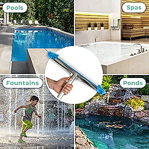 Greenco Pool Brush Head Heavy Duty Aluminum Extra Wide 20" Pool Floor & Wall Cleaning Brush w/Curved Ends for Better Corner Cleaning & Protects Accidental Tears in Pool Liner, EZ Clip Pole Attachment