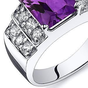 PEORA Amethyst Step Ring Sterling Silver 2.00 Carats Size 7