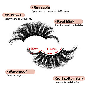 Dramatic 25 MM Mink Lashes Fluffy 5D Mink Eye Lashes Pack Reusable Long Wispies False Eyelashes Bulk