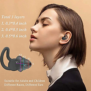 FERNIDA Ear Plugs for Noise Reduction, Reusable Silicone Anti-Noise Earplugs for Sleeping Snoring Traveling Studying Working, Oval 3-Layer Hearing Protection, 40dB Noise Cancelling