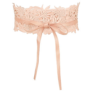 Allegra K Womens Lace Wide Waist Belt Wrap Around Obi Croset Belts Bowknot 65-80cm/25.59-31.50" Pink