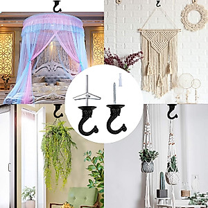 QLXHBOT Large Swag Ceiling Hooks Heavy Duty Swag Hook with Hardware 3 Sets for Hanging Plants Ceiling Installation Cavity Wall Fixing (Black)