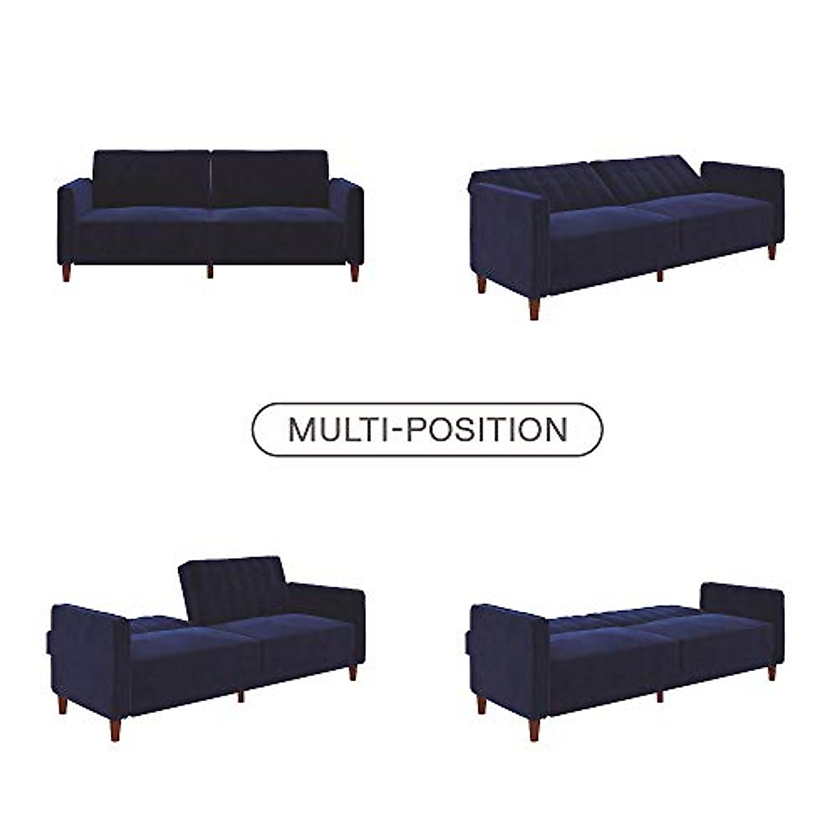 DHP Ivana Tufted Futon, Blue Velvet