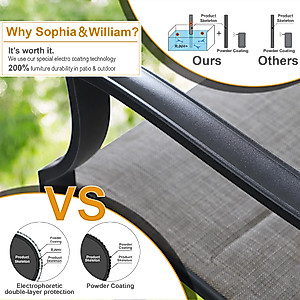 Sophia & William Patio Dining Set 7 Pieces Patio Table and Chairs for 6 Padded Quick Dry Textilene High Back Outdoor Dining Set Support 350lbs for Outdoor Lawn Garden Backyard