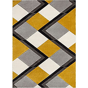 Well Woven Naya Gold Modern Geometric Diamond Boxes Pattern Area Rug