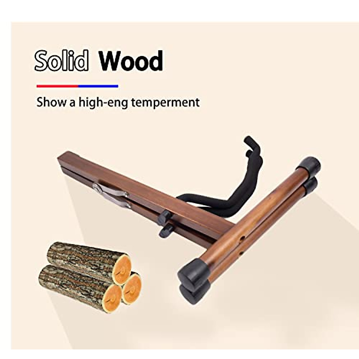 JORGTYRA Wooden Acoustic Guitar Stand, Adjustable Guitar Floor Stand, A Frame Folding Acoustic Electric Guitar Holder with Foam Padded for Bass, Cello, Mandolin, Banjo, Ukulele