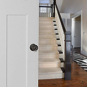 Amazon Basics Exterior Door Knob With Lock, Classic, Matte Black