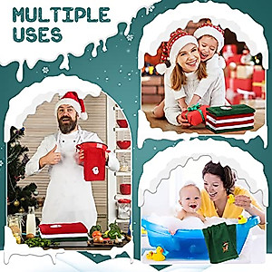 Macarrie 12 Pcs Christmas Hand Towels Christmas Santa Reindeer Snowman Tree Embroidered Bathroom Kitchen Cotton Towels Absorbent Christmas Towels Christmas Washcloths, 13 x 18 Inch (Fresh Style)