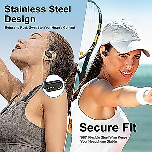 MeloAudio Open-Ear Headphones Bluetooth Earbuds, Running Headphones with Noise Cancellation Mic, Bass Up, Waterproof, Secure Fit, Super Lightweight Wireless Headphones for Gym, Workout, Sports