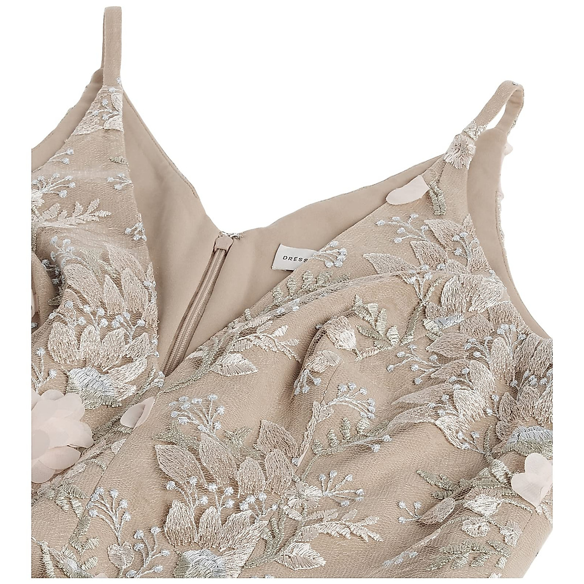 Dress the Population Women's Sidney 3D Floral PLUNGIN Long Illusion Gown Dress, Pink Floral, XL