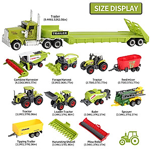 Oriate Kid's Farm Toys Realistic Tractor Vehicle Playset, Diecast Car Set Educational Mini Farm Animals with Flatbed Trailer,Birthday Gift for Children 3+ Year Old