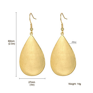 BIRSTONE Handmade Teardrop Earrings with Brushed Finished Dangle Earrings Princess Jasmine Halloween Costume Earrings
