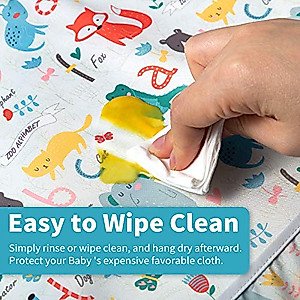 3 Pcs Short Sleeved Bib Set | Baby Boy Girl Waterproof Bibs with Pocket Bundle | Toddler Bib with Crumb Catcher | 6-36 Months