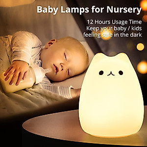 GoLine Cat Lamp, Gifts for 3 4 5 Year Old Girls,Graduation Gifts for Teen Girls,Kids Night Light for Bedroom,Kawaii Kitty Baby Nursery Lamp with Remote Control.