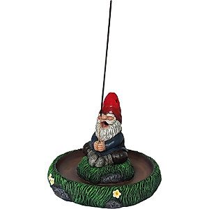 World of Wonders Ol' Smokey Gnaughty Gnomes Series Garden Gnome Incense Holder | Meditation Gifts for Your Home Office | Home Fragrance Products and Aroma Therapy - 7.5"