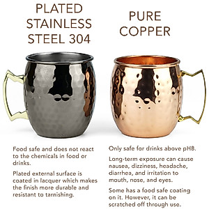 PG Moscow Mule Mugs - Large Size 19 ounces - Set of 2 Cups - Stainless Steel Lining - Honeycomb Pattern Finish - Brass Handle - 3.7 inches Diameter x 4 inches Tall