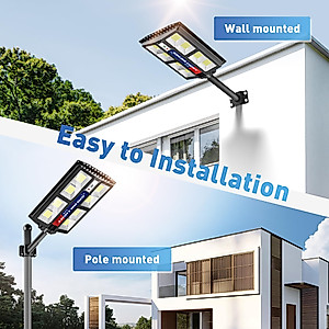 2800W Solar Street Lights Outdoor - Wide Angle Solar Lights Outdoor Waterproof, 6500K Solar Parking Lot Lights Dusk to Dawn, Solar Street Lights Motion Sensor for Commercial Yard 2-Pack