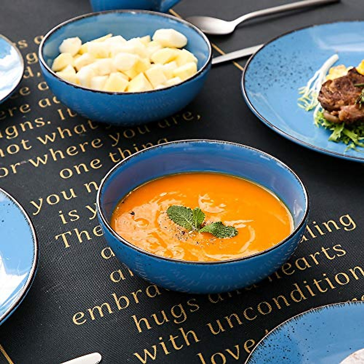 TBGFPO 48-Piece Stoneware Ceramic Dinnerware Set with Dinner Plate, Dessert Plate, 800ml Bowl, 380ml Mug Set