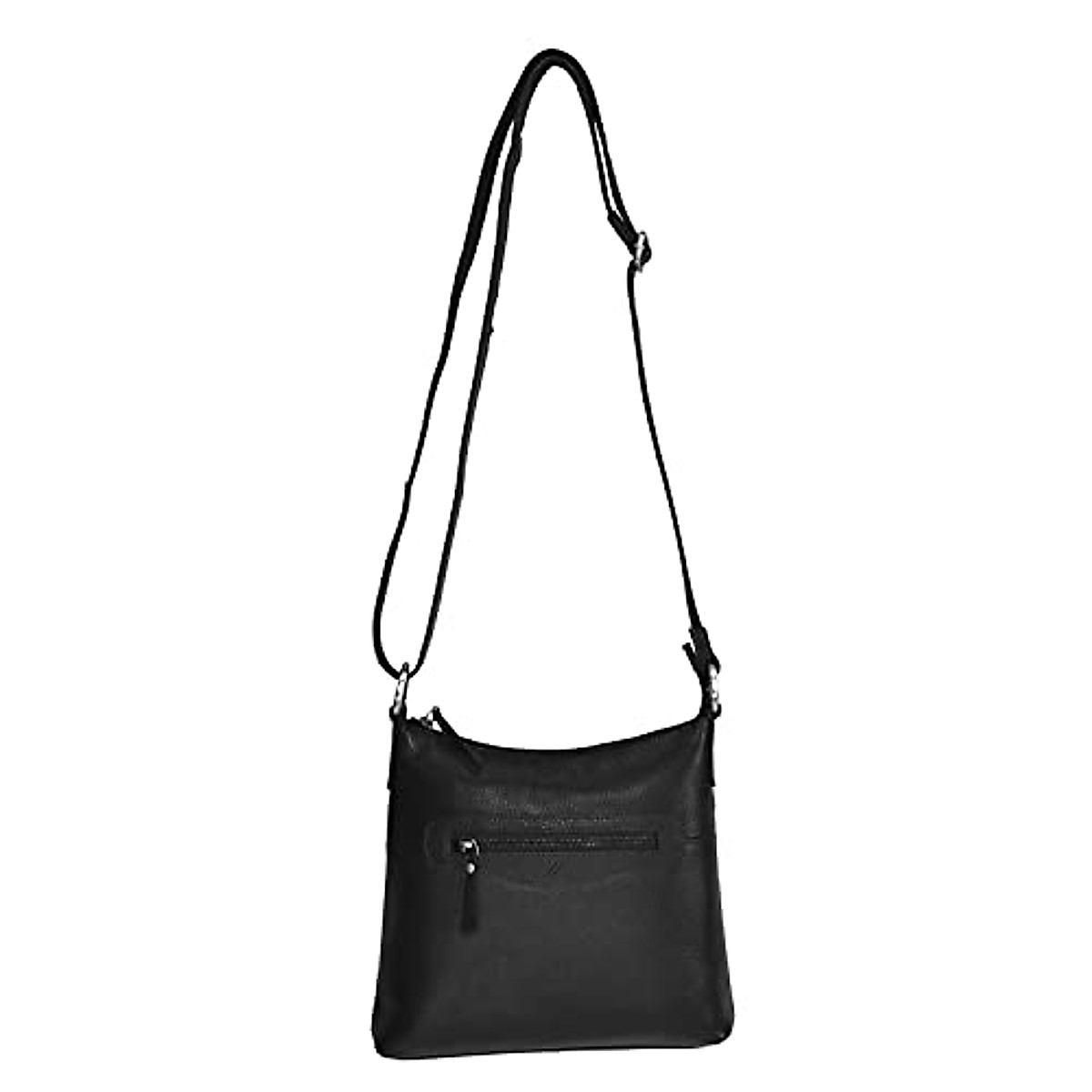 Zinda Genuine Leathers Women's Handbag Crossbody Hobo Top Zip Shoulder Sling (Black)