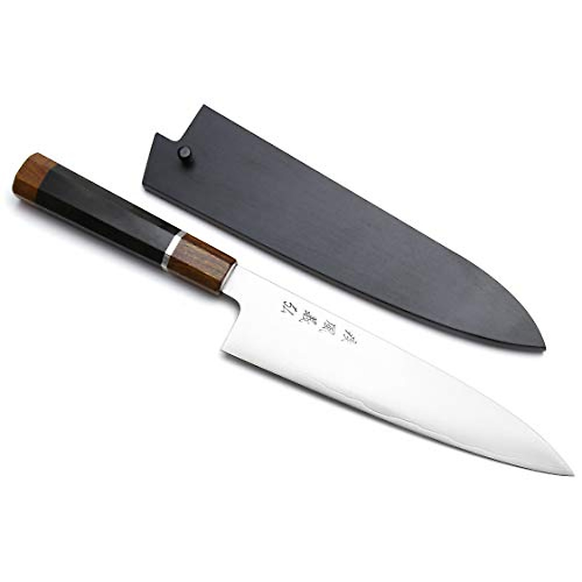 Yoshihiro TM-Hayate ZDP189 Super High Carbon Stainless Steel Gyuto Knife Octagonal Ebony Wood Handle with Sterling Silver Ring (10.5'' (270mm))