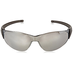 MCR Safety CK117 Checkmate Polycarbonate Silver Mirror Lens Safety Glasses with Non-Slip Bayonet Temple Sleeve