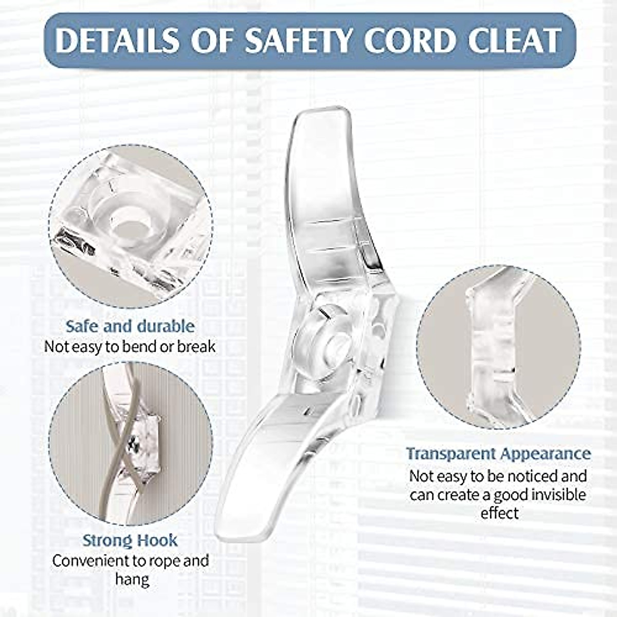 Jetec Blind Cord Cleats Safety Rope Cleats Plastic Transparent Window Cord Cleats Blind Cord Winders with Screws for Home Office Window Blinds Curtains Sun Shades Ropes (12 groups)