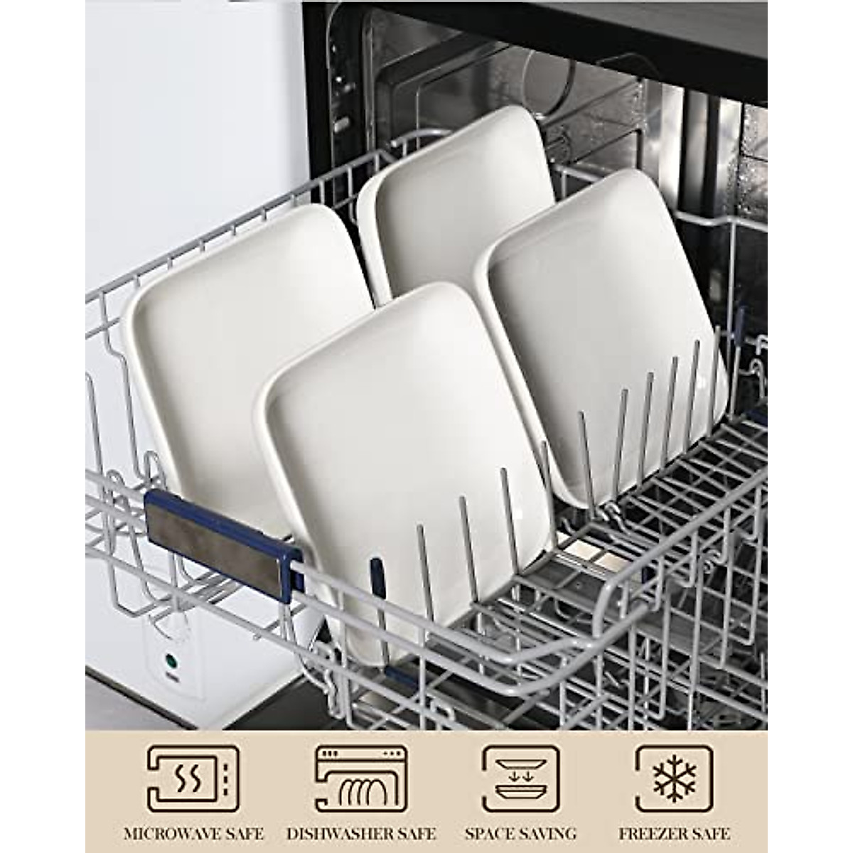 MALACASA Pasta Bowls 32 oz, Ceramic Pasta Bowl Large Salad Bowls Set of 4, Durable Porcelain 8 Inch Square Serving Dishes, Microwave, Oven, Dishwasher Safe, Series IVY