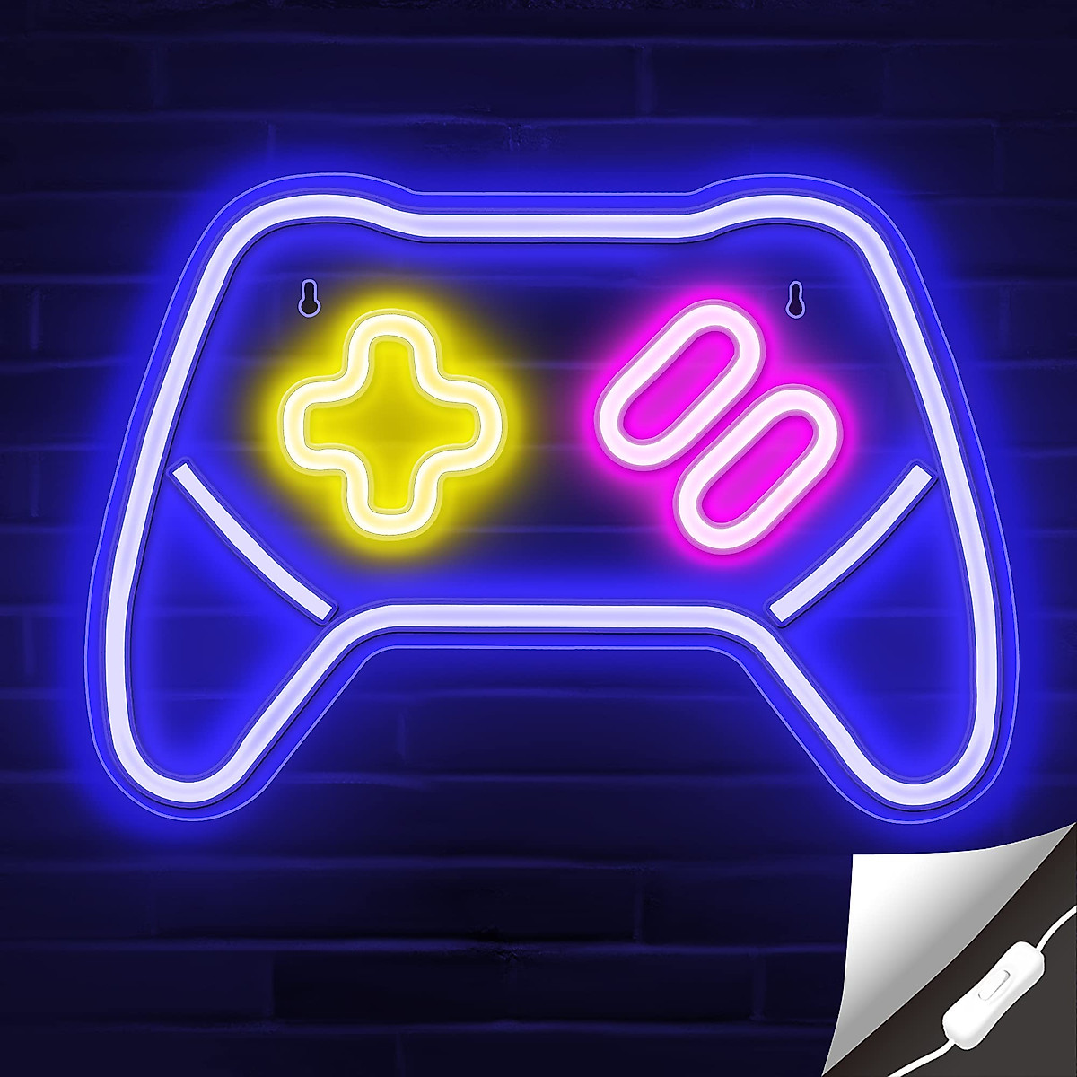 Lumoonosity Blue Pink Planet Neon Sign Blue Controller Gaming Light