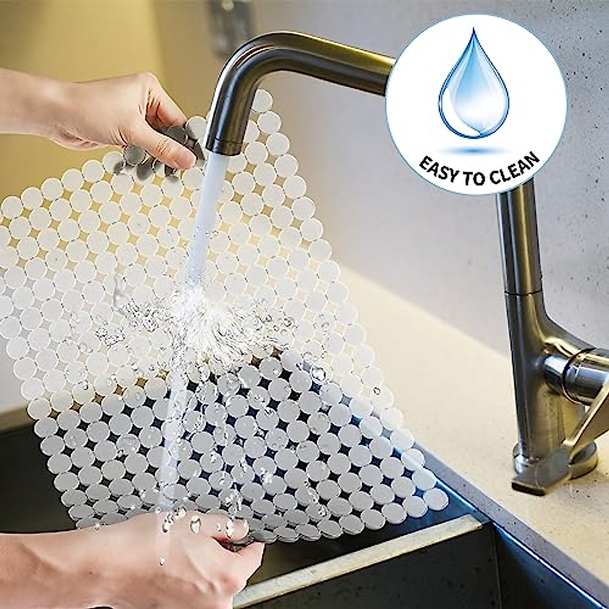 Kitchen Sink Protector Mat - 2Pack Adjustable Sink Protectors for Kitchen Stainless Steel Sink - Fast Draining Sink Mats for Bottom Of Kitchen Sink - Dishes And Glassware - Easy to Clean & Diy Cut