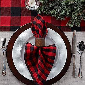 DII Buffalo Check Collection, Classic Farmhouse Table Runner, 14x108, Red & Black