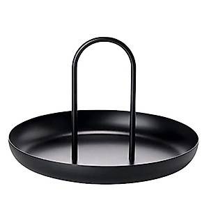 WFHTU Desktop Storage Tray Round Jewelry Tray Living Room Kitchen Dining Table Meal Snack Tray Plate with Handle Home