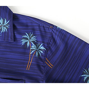 ELETOP Men's Hawaiian Shirt Quick Dry Tropical Aloha Shirts Beach Holiday Casual Shirts Blue F091 M