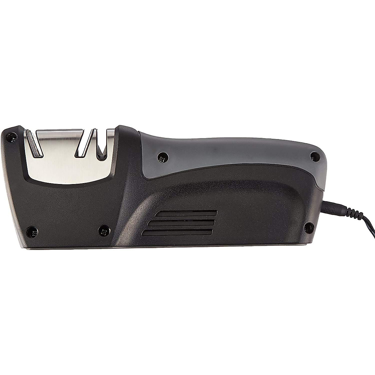 Smith’s 50029 Compact Electric Knife Sharpener , Stainless , Kitchen Knife 2 Stage Sharpener , Electric & Manual , Blade Guide , Quick Sharpening & Polishing , Straight Edge Blades , Handheld 120 V