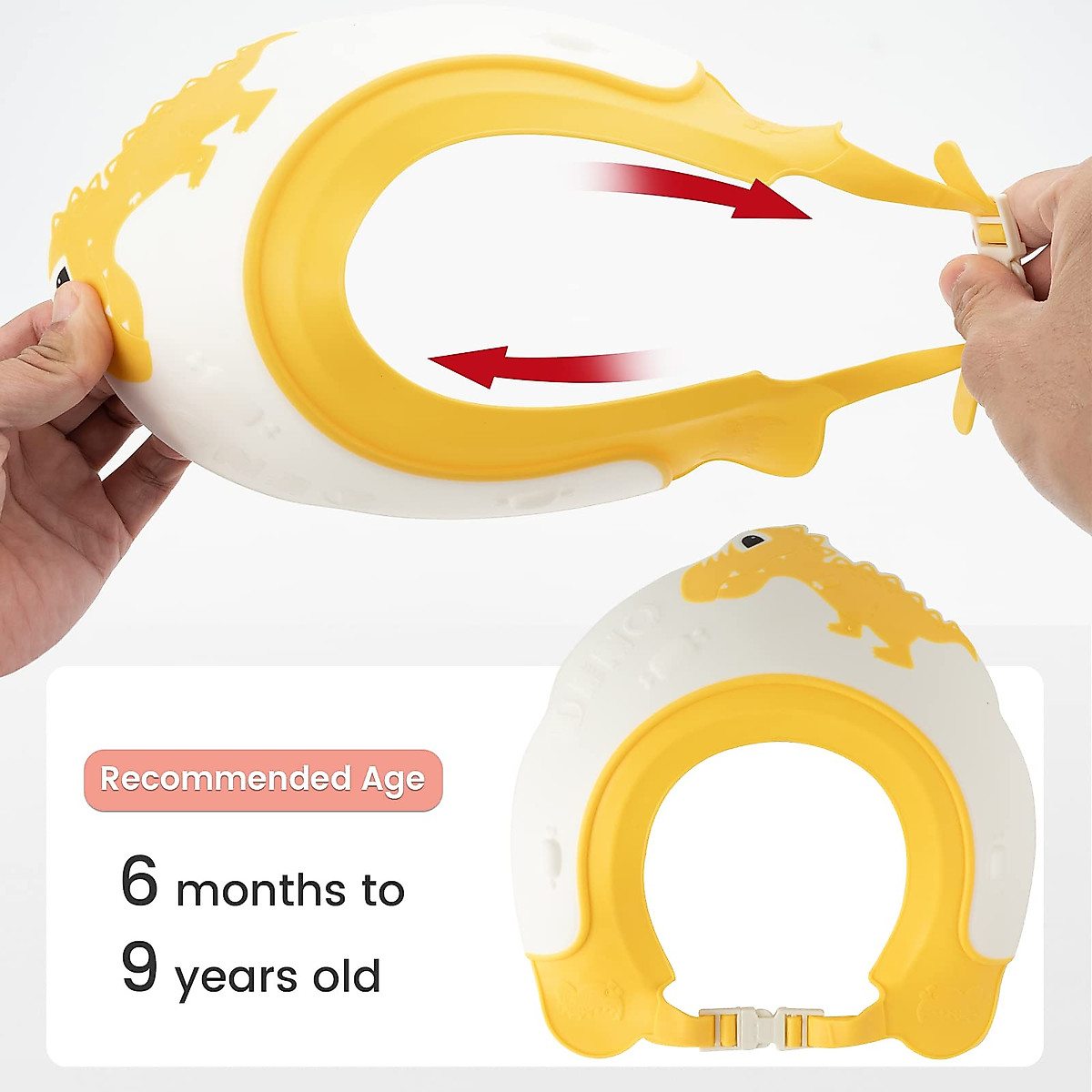 FUNUPUP 2 Pack Baby Shower Cap for Kids, Adjustable Toddler Hair Washing Bathing Cap Shield Baby Shower Visor Shampoo Cap Protect Baby Eyes (Dinosaur)