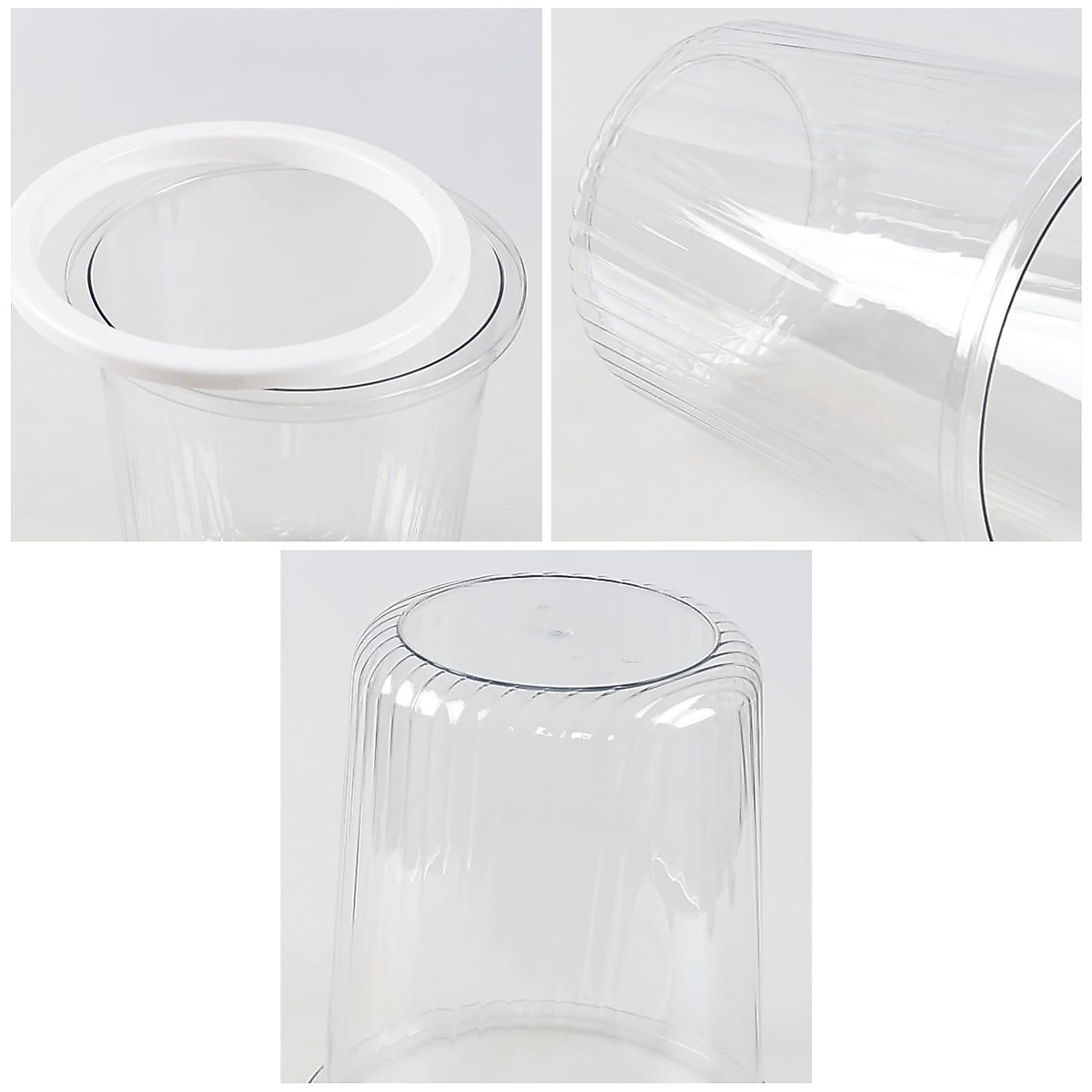 Kiddream 10 L Small Trash Can with Pressure Ring, Clear Garbage Bin, 4 Packs