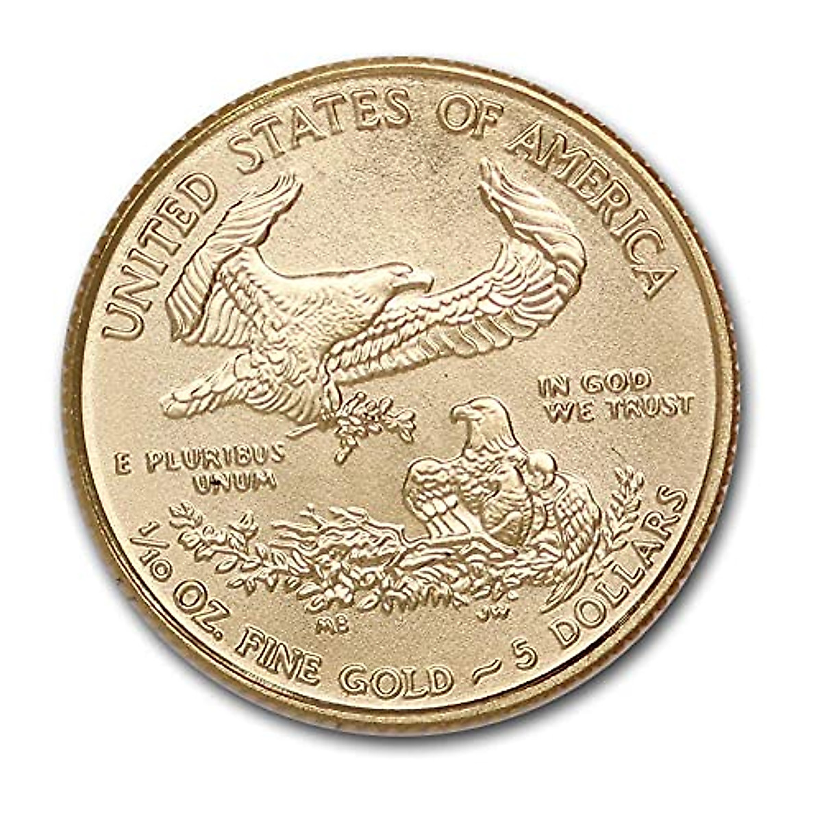 1986 - Present (Random Year) 1/10 oz Gold American Eagle Brilliant Uncirculated Coin (Type 1 or Type 2) with Certificate of Authenticity $5 BU