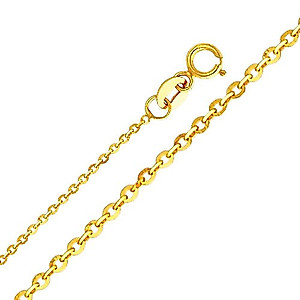 The World Jewelry Center 14k REAL Yellow Gold Cornicello Italian Horn Pendant with 1.2mm Cable Chain Necklace - 20"