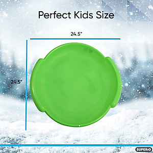 Superio Round Snow Saucer Sleds- 24” Plastic Disc Sleds for Kids and Adults- Heavy Duty Sled Discs with Handles for Downhill Sledding, Winter Outdoor Sports, (Red, Blue, Green, Purple)
