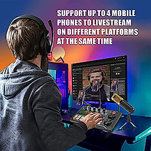 SINWE Podcast Microphone Bundle, BM-800 Condenser Mic with Live Sound Card Kit, Podcast Equipment Bundle with voice changer and Mixer functions for PC Smartphone Studio Recording & Broadcasting