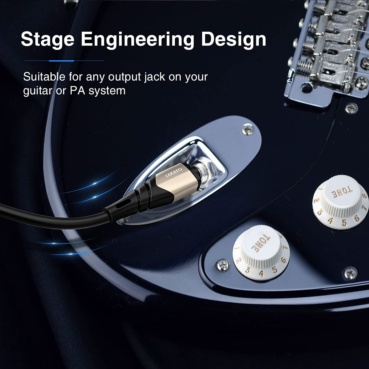 LEKATO Guitar Cable 1/4 Inch Professional Instrument Cable Electric Guitar AMP Cord, Straight to Straight Cord Compatible with Electric Guitar,Bass,Amp,Keyboard,Mixer(10ft