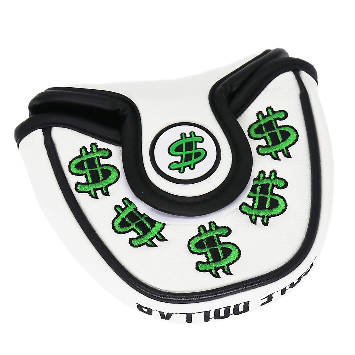 SEACLOUD Golf Cash Money Mallet Putter Cover for Scotty Cameron PU Headcover with Magnetic Closure 2ball White Green