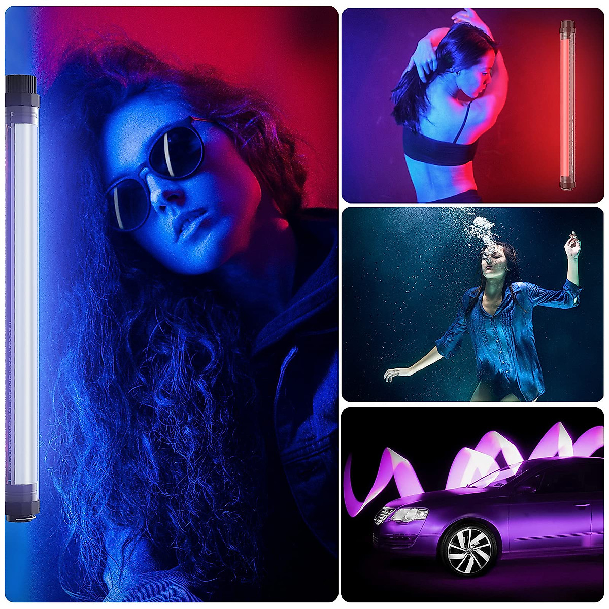 uyled Handheld Photography Light Professional LED Video Light Wand 12 Lighting Mode, Stepless Dimming,CRI≥95 IP68 Waterproof with10400mAH Rechargeable Battery 3000k 5750k RGB Colorful Stick