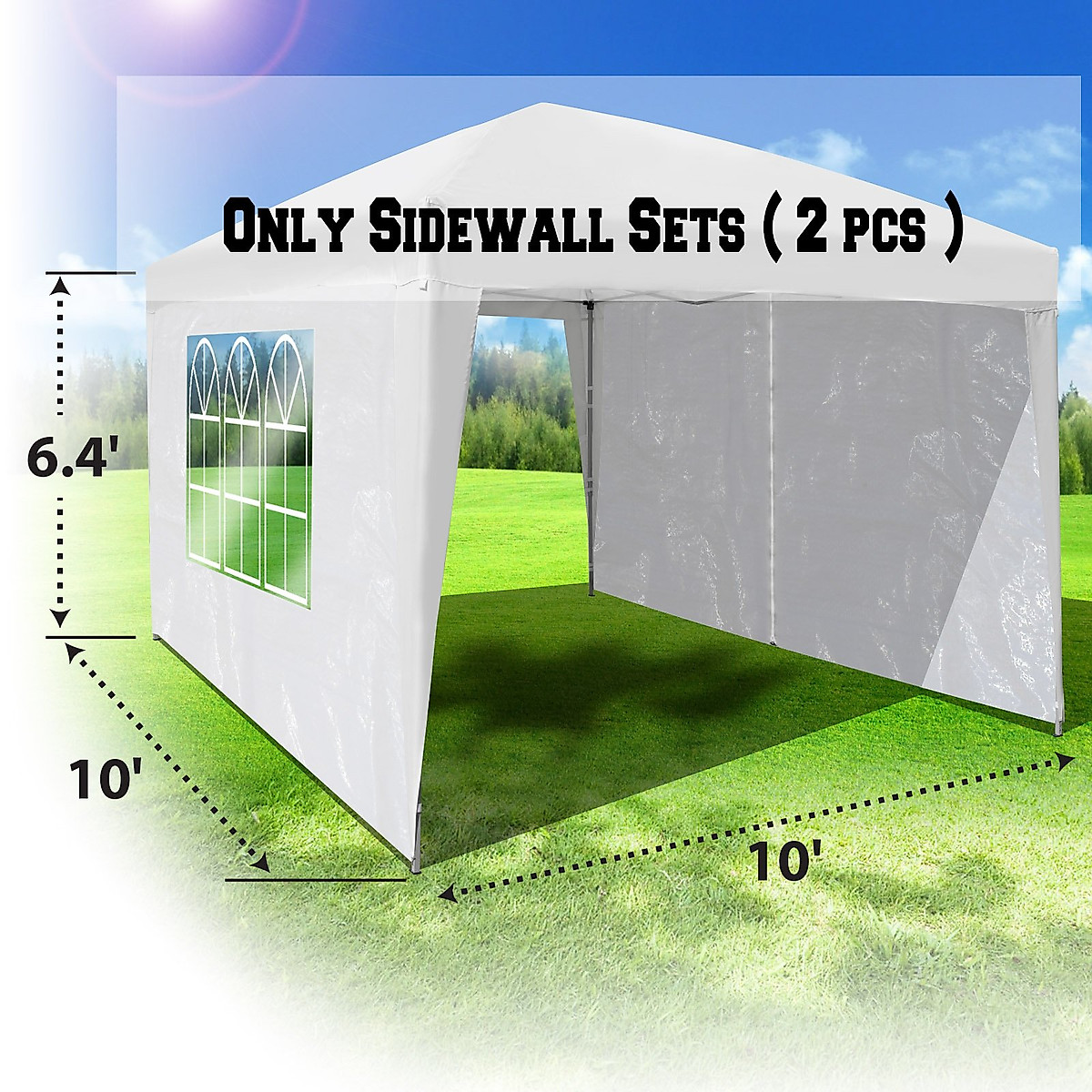 BenefitUSA Sidewalls 10'X6.4' Size for Tent Outdoor Pop Up Canopy Gazebo Marquee with Zipper&Window