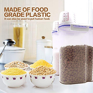 TIOVERY Dog Food Storage Container Small, Cat Food Storage Container Airtight Plastic Dispenser with Graduated Measuring Cup, Pourable Spout and Portable Collapsible Dog Bowl for Pet Food, Birds Seed