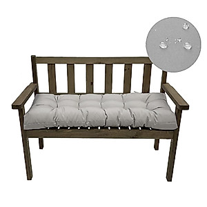 SEAHOME Waterproof Indoor/Outdoor Garden Bench Seat Cushions,Tufted Loveseat Cushion for Patio Furniture,Swing, Wicker, Garden Bench, Indoor, Shoe Storage, Window (51.1 X 19.6 Inch, Light Grey)