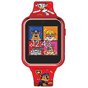 Accutime Kids Nickelodeon Paw Patrol Red Educational Touchscreen Smart Watch Toy for Toddlers, Boys, Girls - Selfie Cam, Learning Games, Alarm, Calculator, Pedometer & More (Model: PAW4275AZ)
