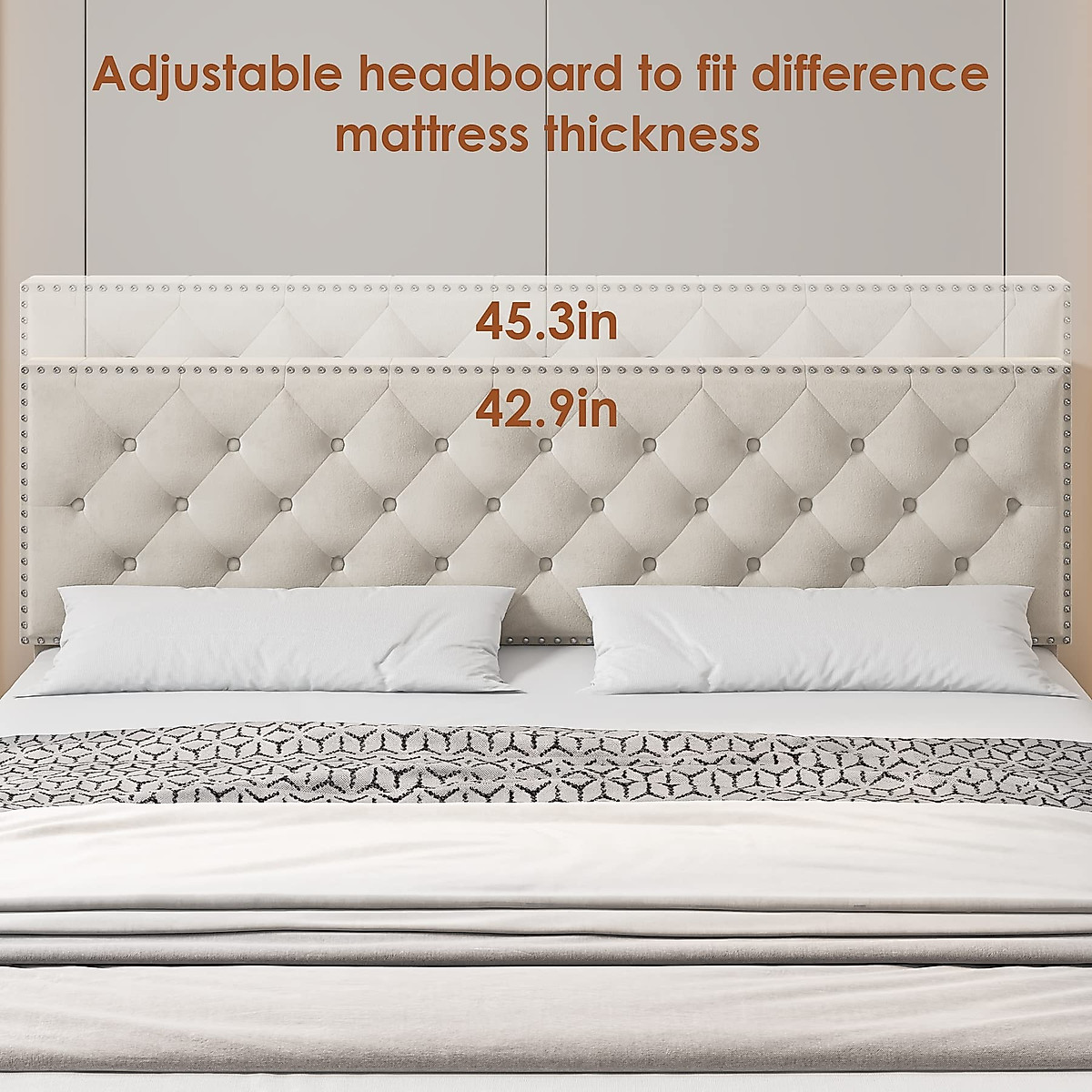 HOSTACK Queen Size Bed Frame with 4 Storage Drawers, Modern Upholstered Platform Bed with Adjustable Headboard,Button Tufted Bed Frame with Wood Slat Support,No Box Spring Needed(Beige)