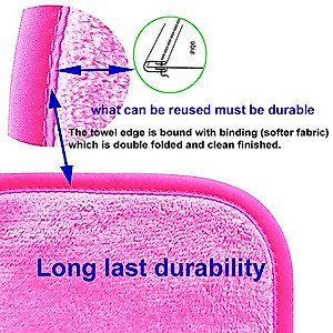 Makeup Remover Towel (6 Pack), Reusable Microfiber Makeup Remover Cloth Removing All Makeup with Just Water 12" X 6" - Pink/Blue/Black
